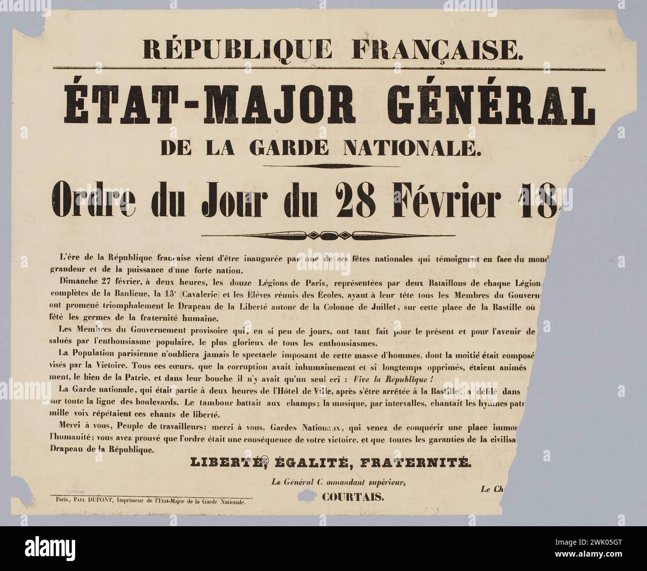 Imprimerie Paul Dupont, French Republic./ GENERAL/ OF THE National ...