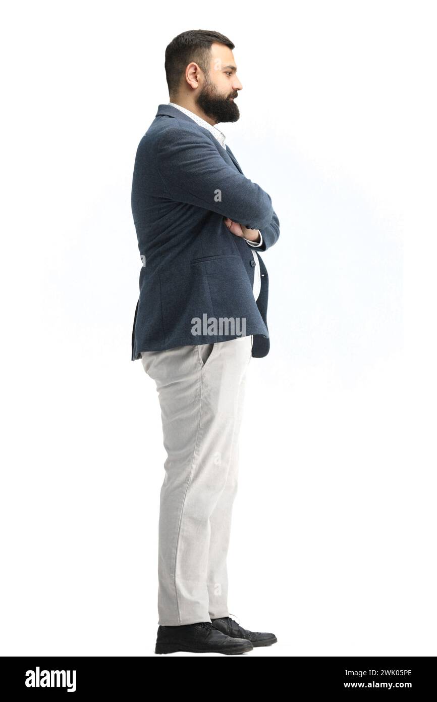 Person profile serious arms crossed Cut Out Stock Images & Pictures - Alamy