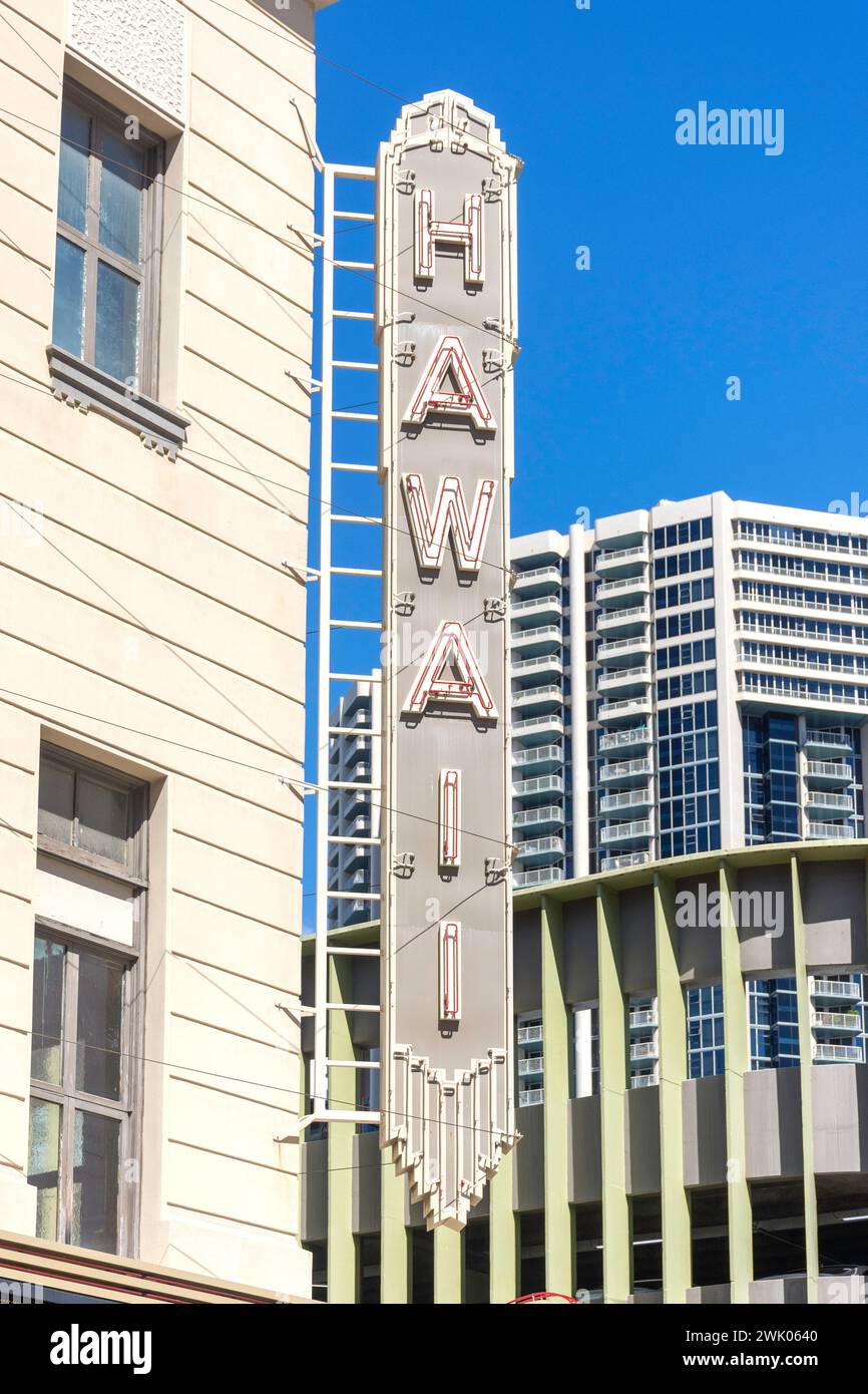 Facade hawaii theatre bethel street sign signs exterior art deco hi-res ...