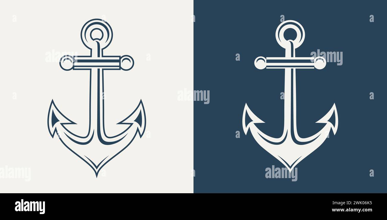 Vector Anchors. Anchor Silhouette Icon Set. Anchor with Outline. Anchor ...
