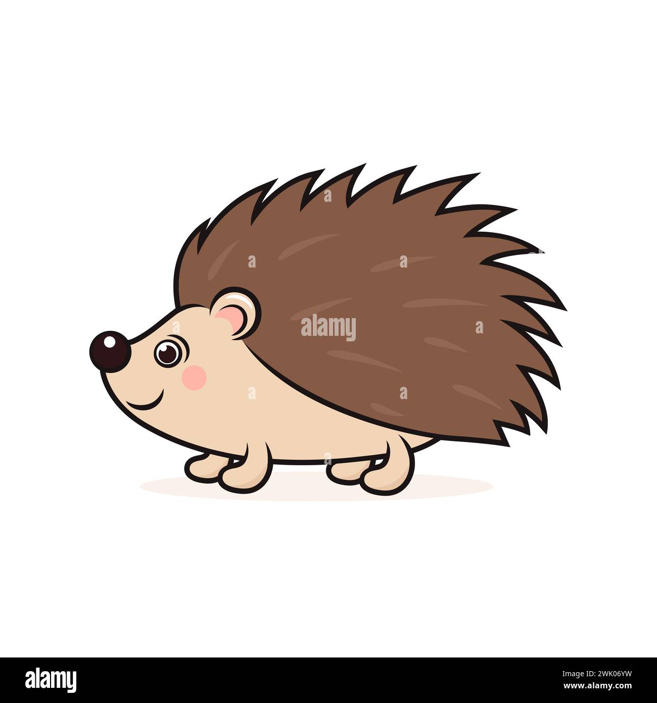 Flat Vector Cute Hedgehog. Little Hedgehog Icon. Adorable Walking ...
