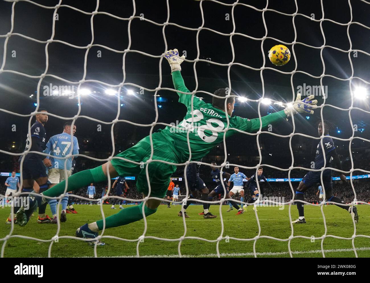 Manchester City's Rodri scores their side's first goal of the game ...