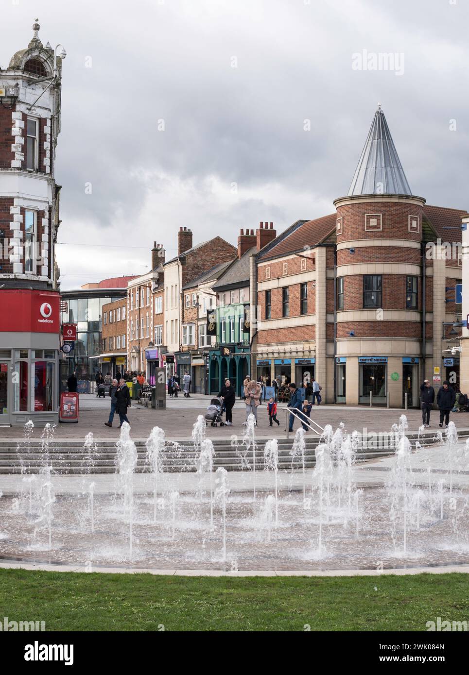 View across Stockton High Street Fountain looking towards Dovecot St ...