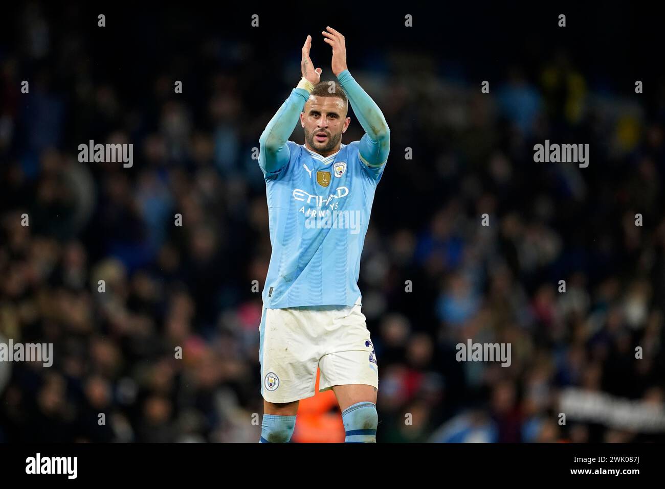 Manchester City's Kyle Walker applauds the crowd after the English ...