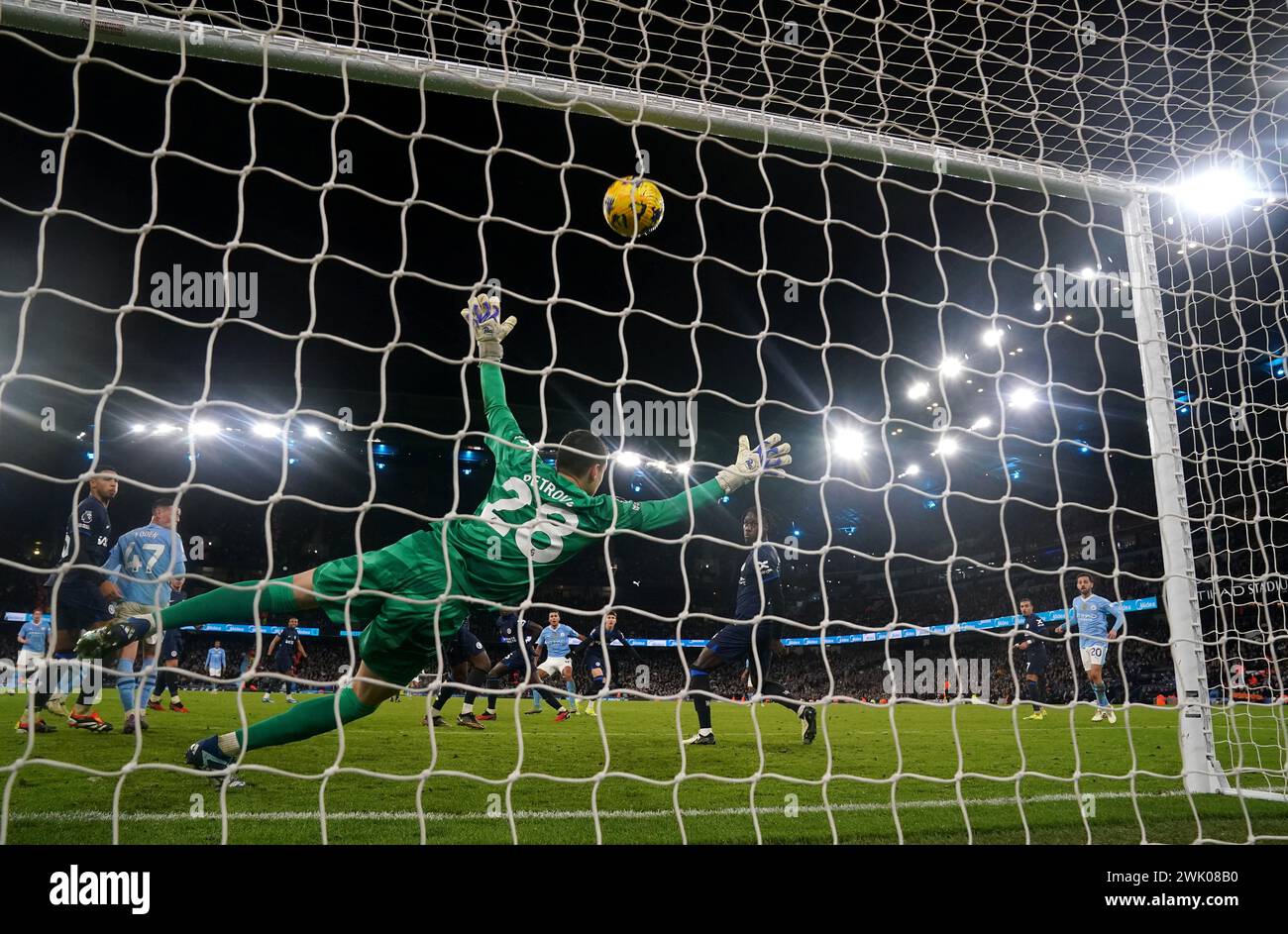 Manchester City's Rodri scores their side's first goal of the game ...