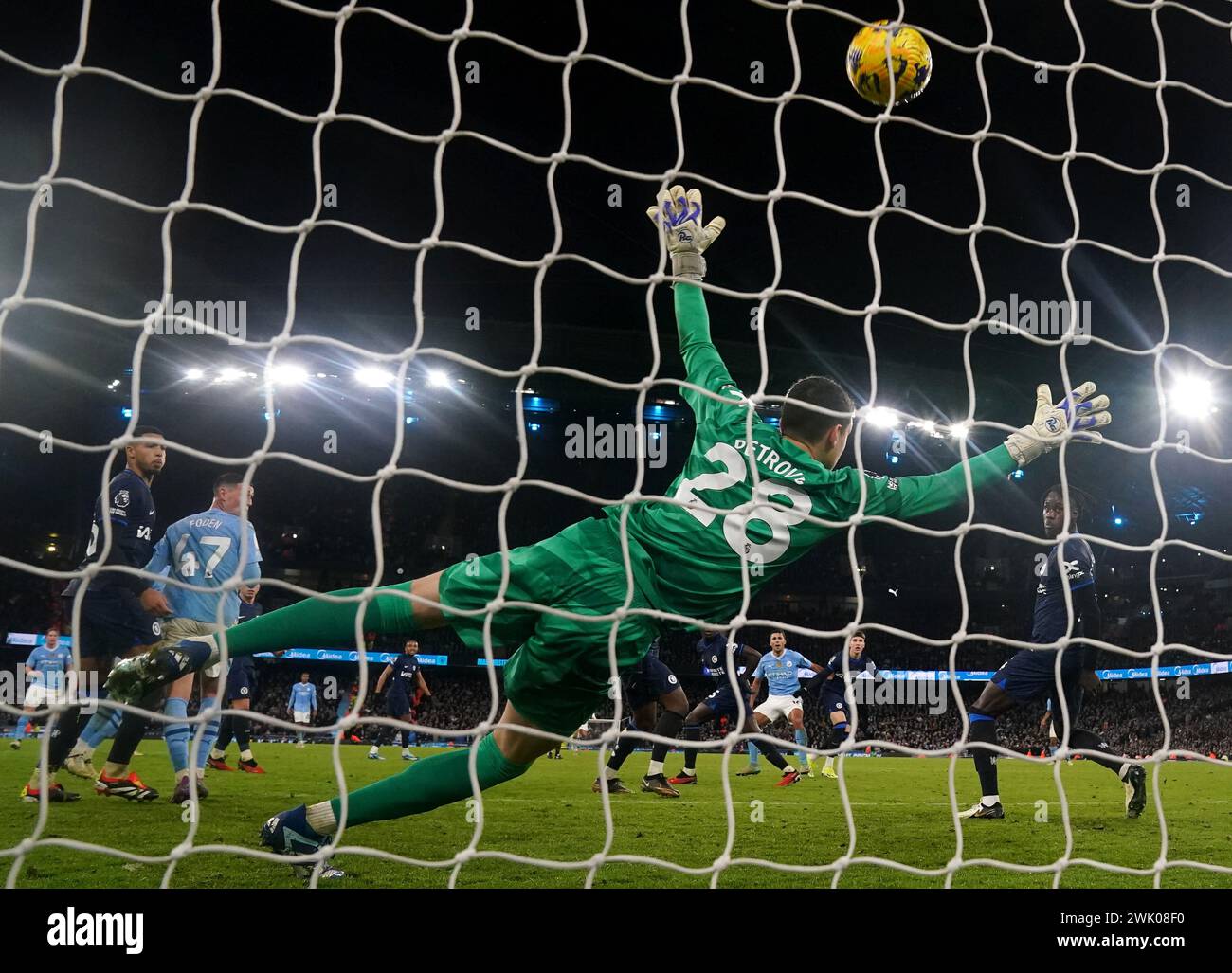 Manchester City's Rodri scores their side's first goal of the game ...