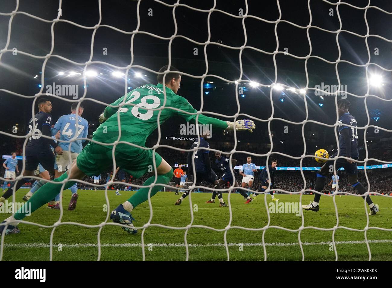 Manchester City's Rodri scores their side's first goal of the game ...