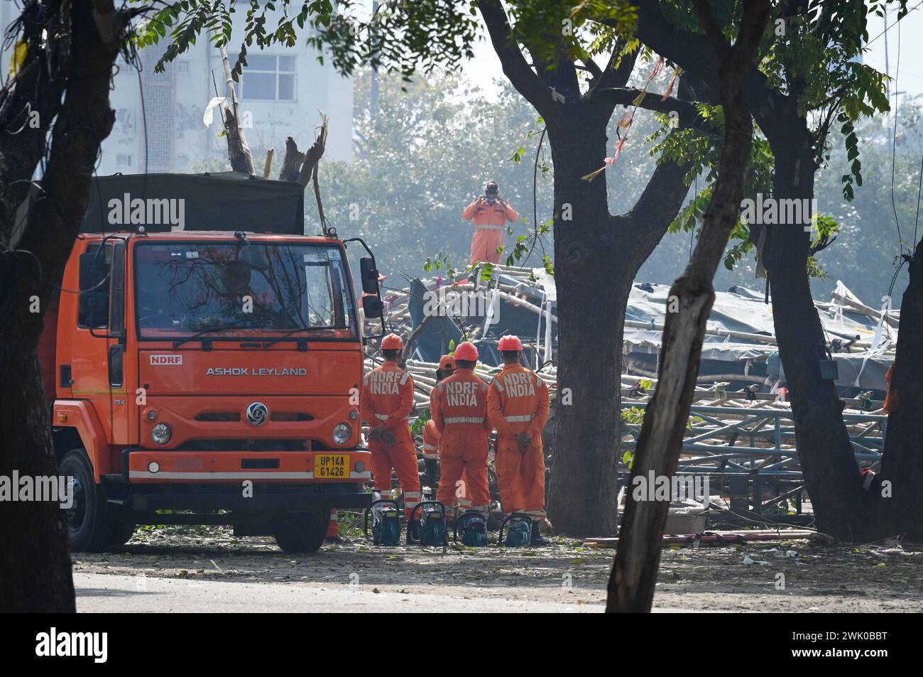 New Delhi, India. 17th Feb, 2024. NEW DELHI, INDIA -FEBRUARY 17: NDRF, along with the Delhi ...