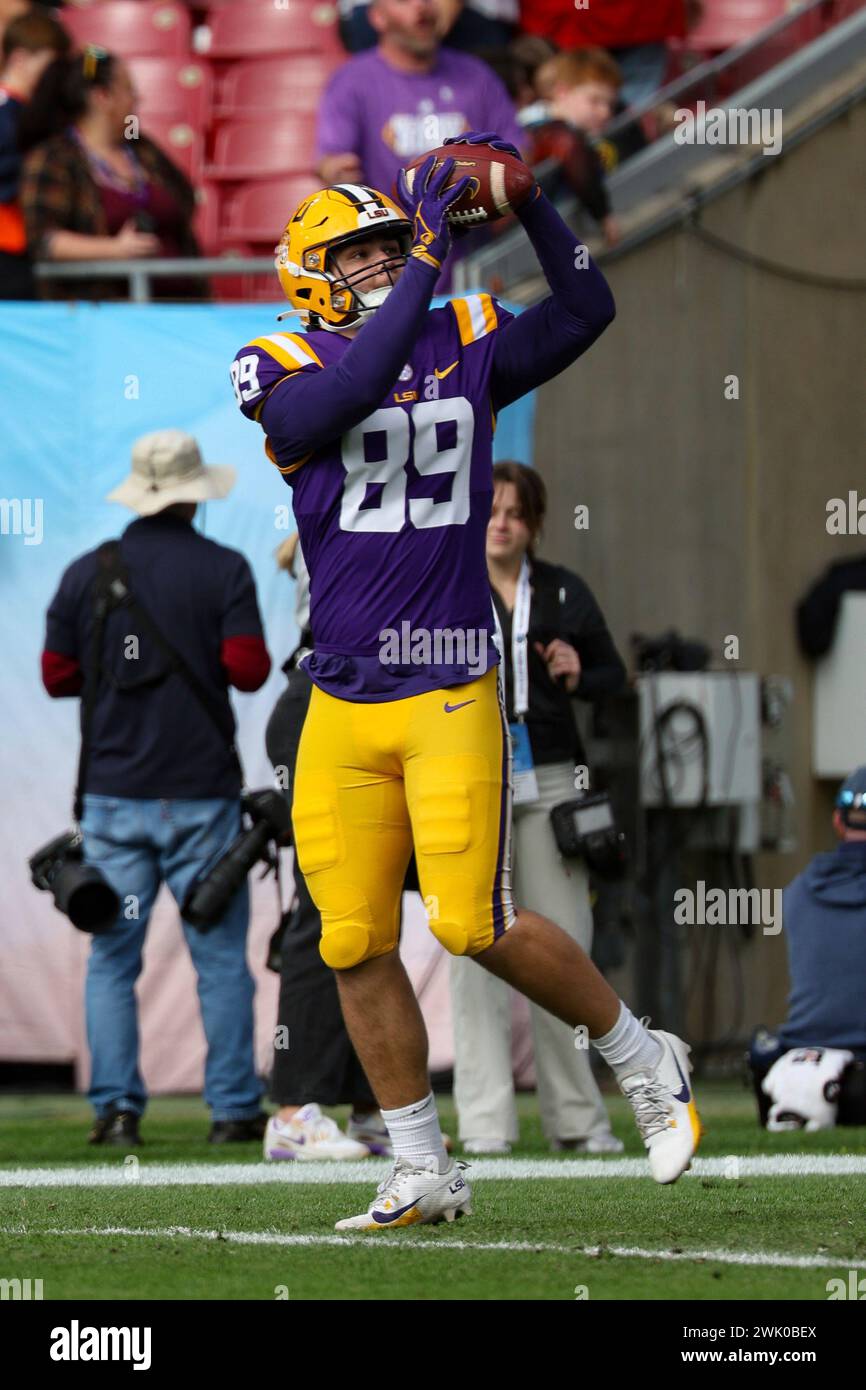 LSU Tigers tight end Connor Gilbreath (89) catches the ball during warm ...