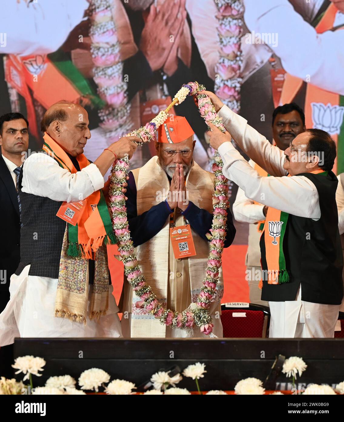 NEW DELHI, INDIA -FEBRUARY 17: Prime Minister Narendra Modi with ...