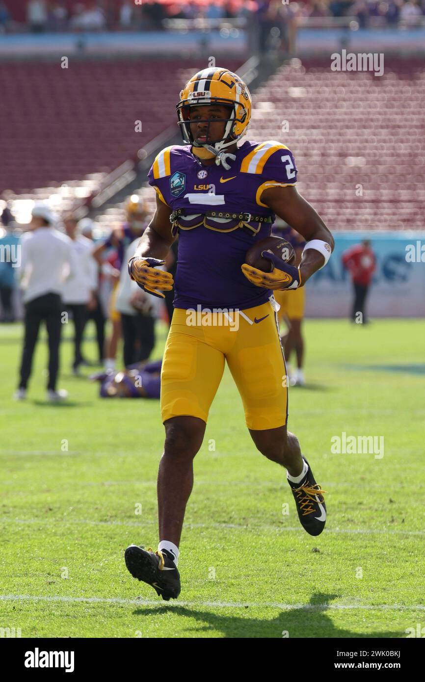 LSU Tigers wide receiver Kyren Lacy (2) runs with the ball during warm ...