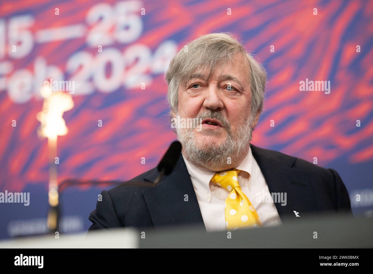 Berlin, Germany. 17th Feb, 2024. Stephen Fry, actor, speaks at a press ...