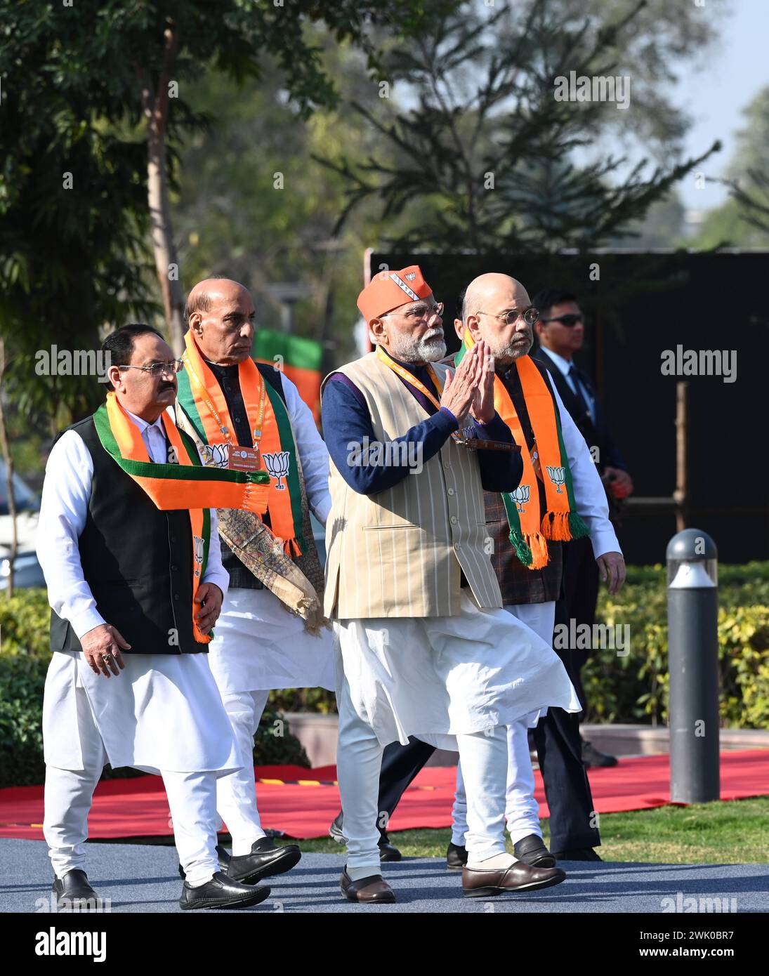 NEW DELHI, INDIA -FEBRUARY 17: Prime Minister Narendra Modi with Home Minister Amit Shah ...
