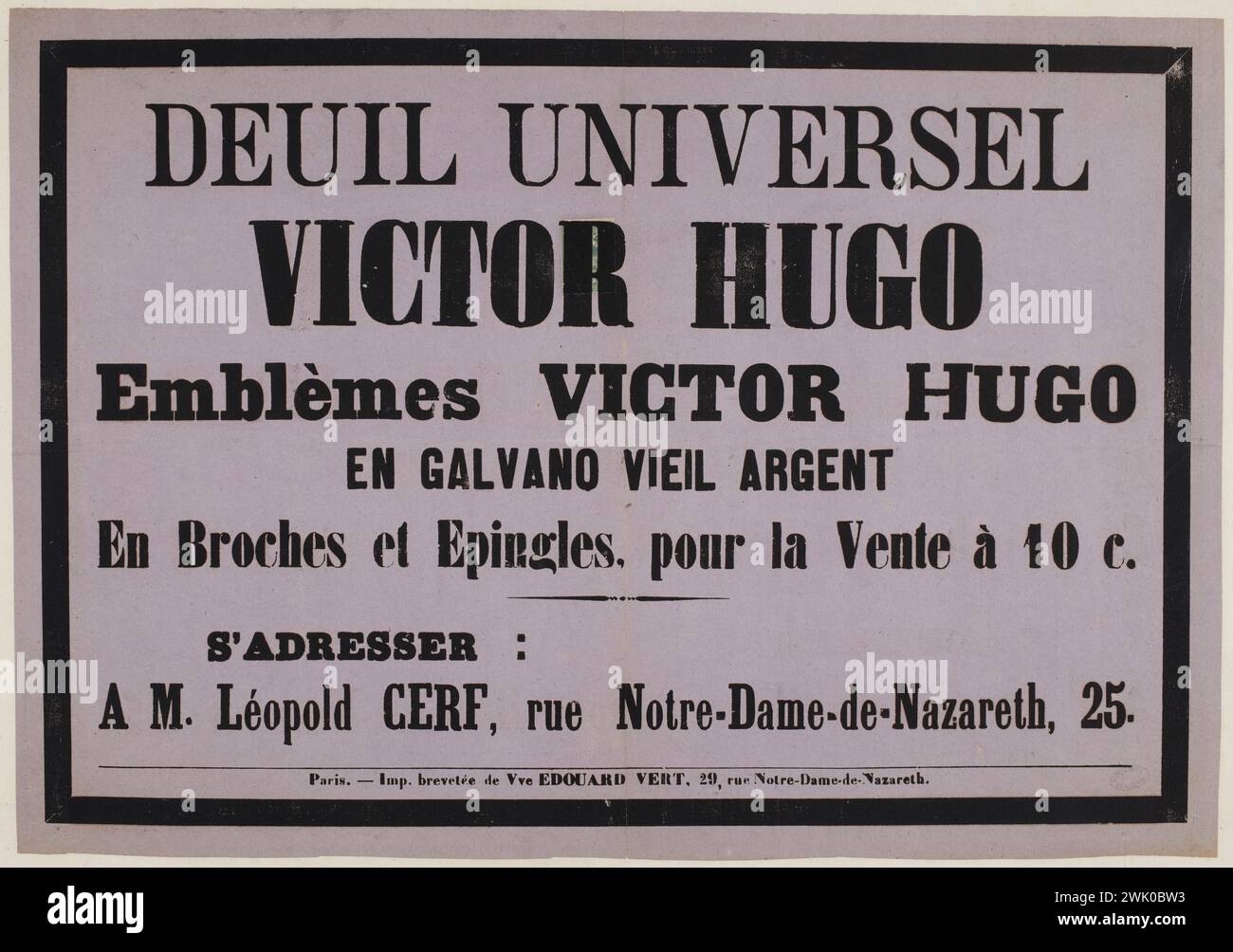 Advertising poster for the funeral of Victor Hugo (dummy title), 1885 ...