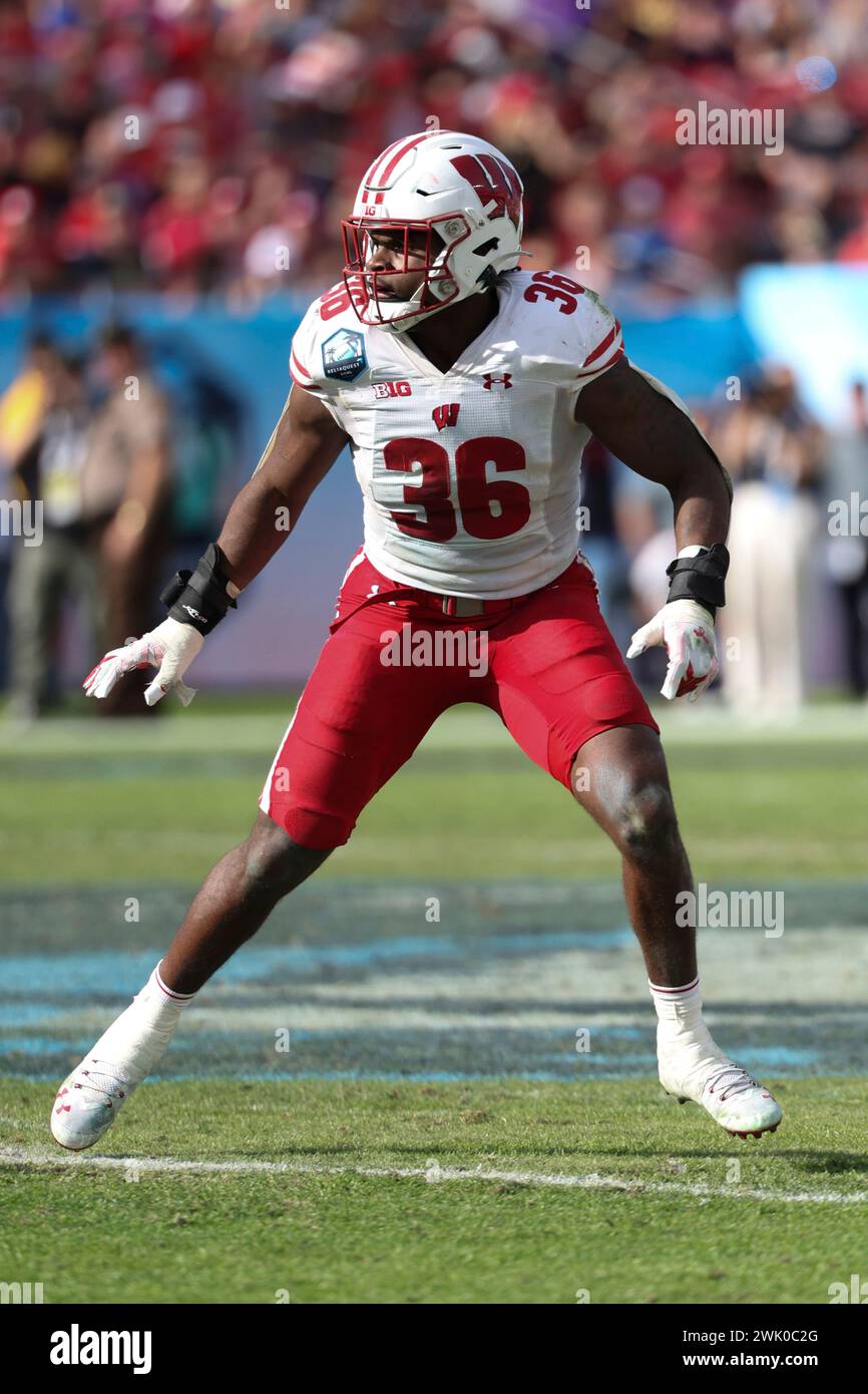 Wisconsin Badgers linebacker Jake Chaney (36) takes a defensive ...
