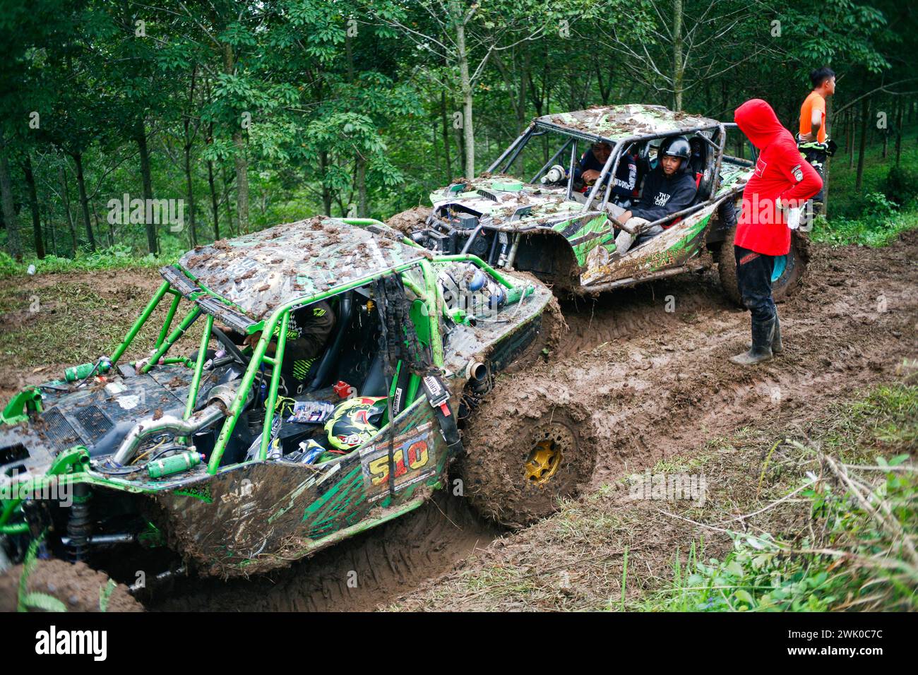 Off road car on a muddy track during the IOF(Indonesia Off-Road ...