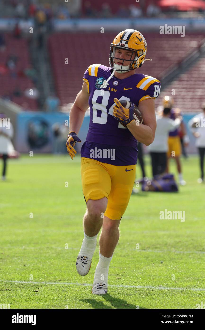 LSU Tigers tight end Mac Markway (84) runs with the ball during warm ...