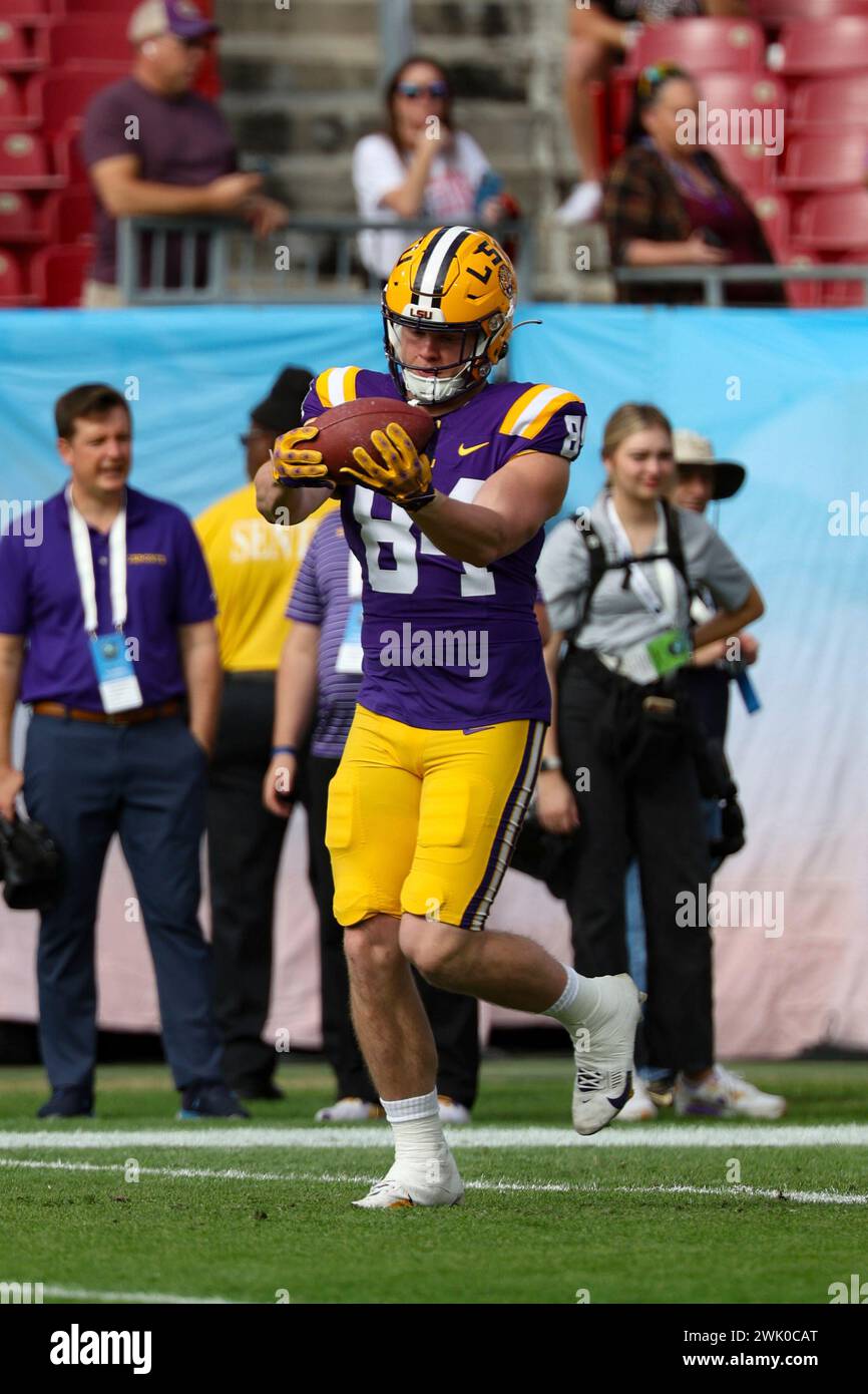 LSU Tigers tight end Mac Markway (84) catches a pass during warm-ups ...