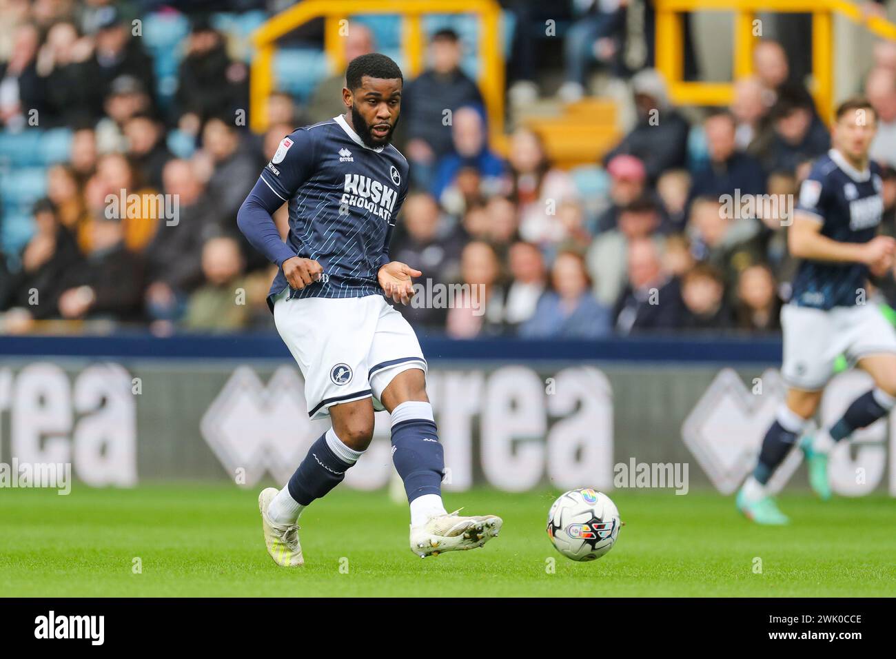 London, UK. 17th Feb, 2024. Millwall defender Japhet Tanganga (6) in ...