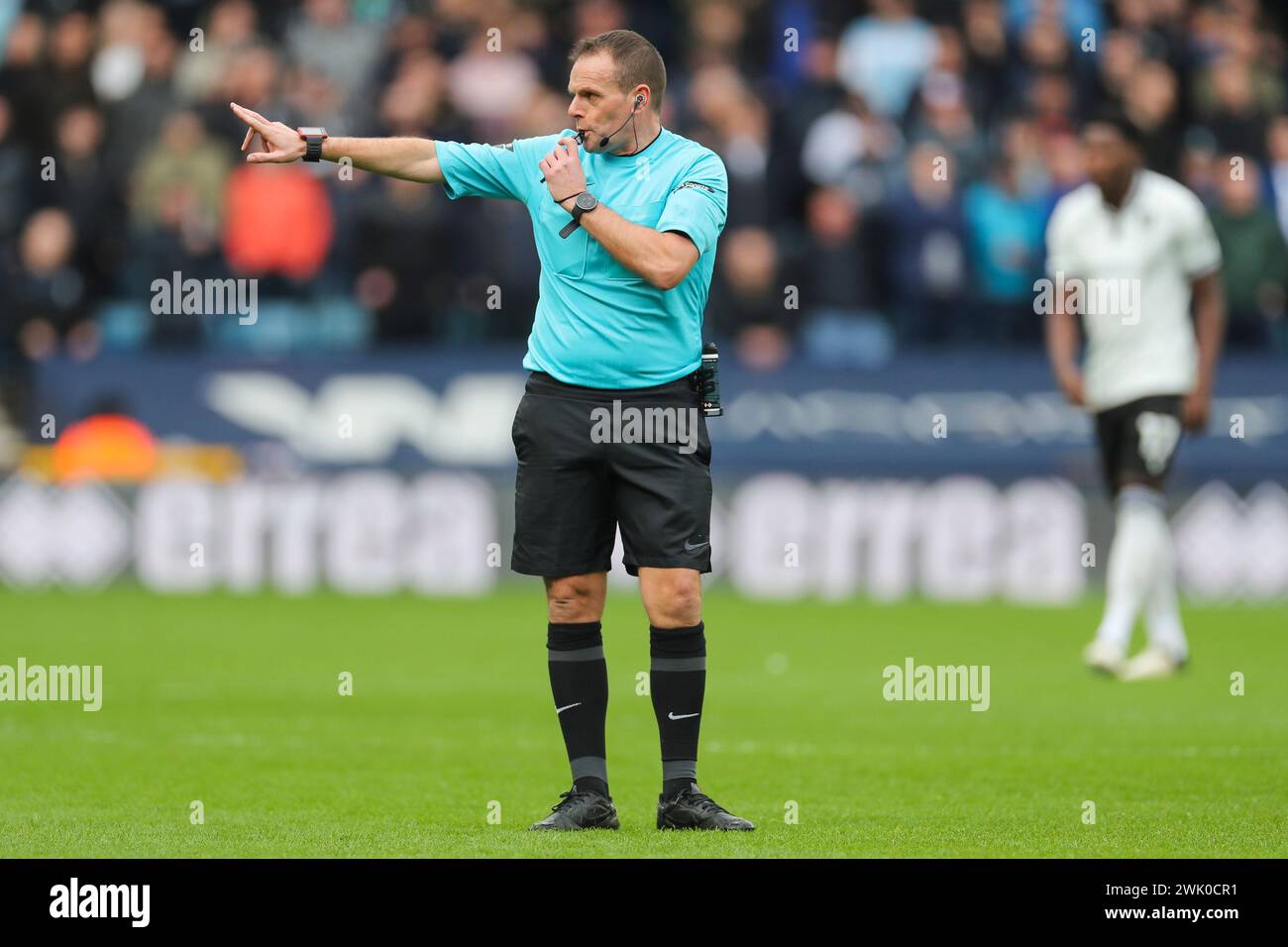 London, UK. 17th Feb, 2024. Referee Geoff Eltringham gestures during ...
