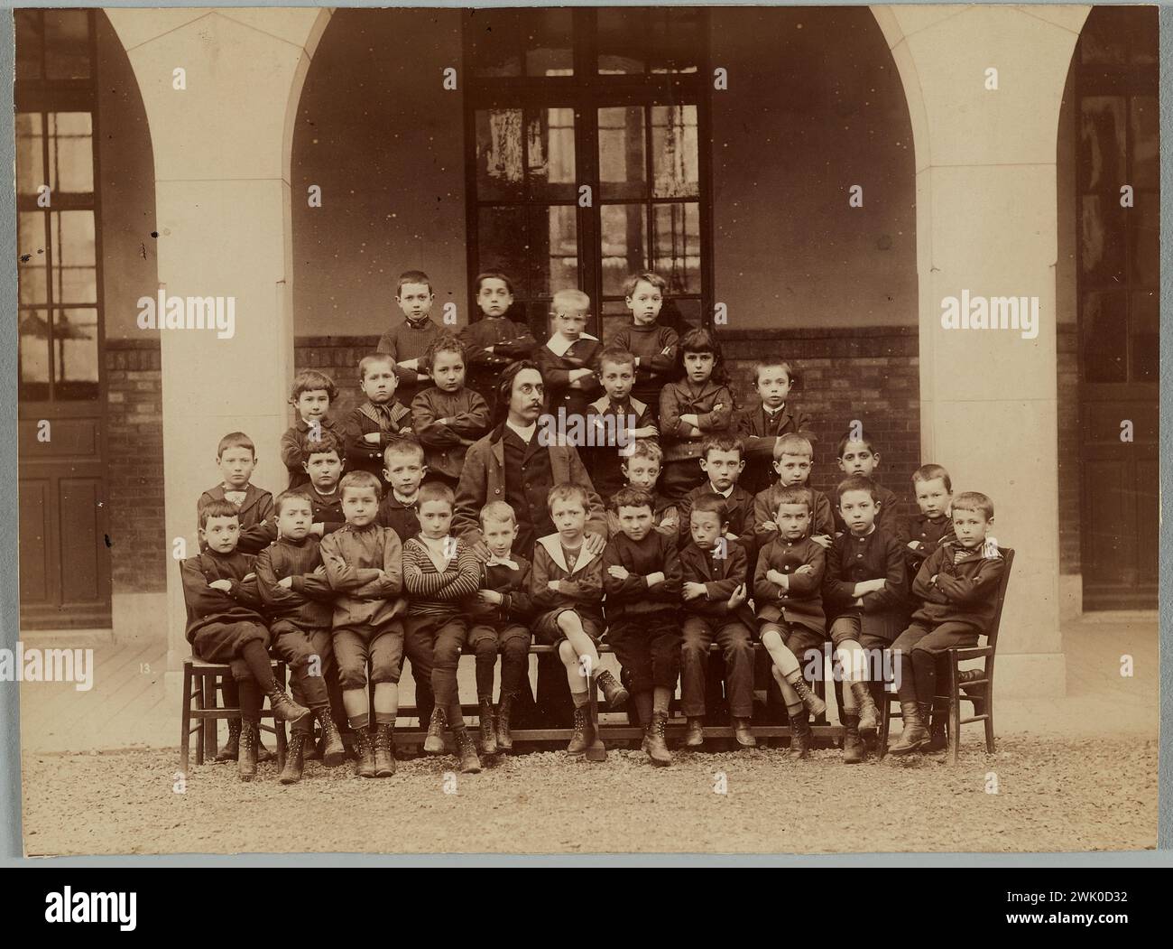 Anonymous, class photograph (username). Old N&B drawing paper laminated ...