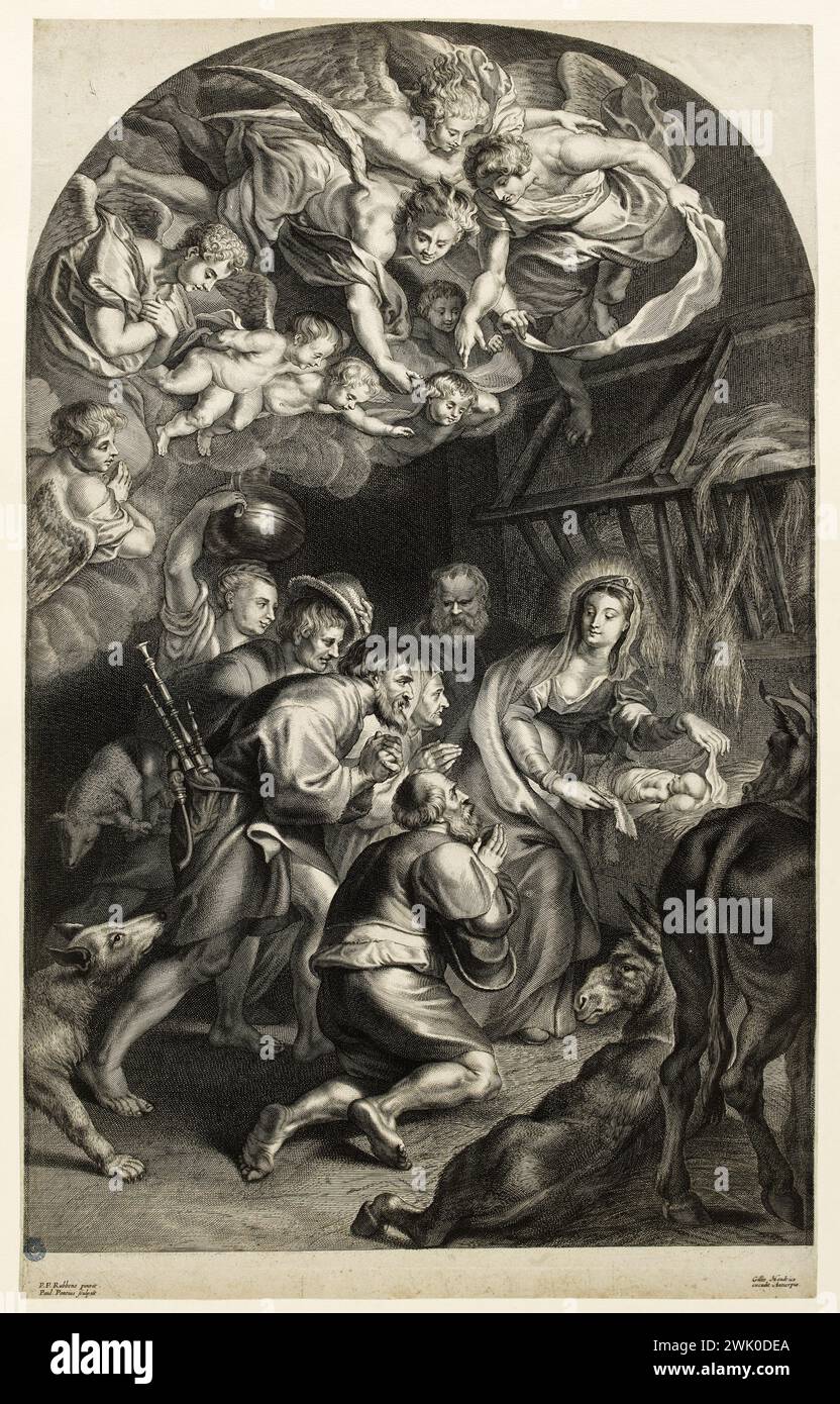 Paulus Pontius. La Nativity, according to Rubens (Dutuit 10). Crois ...