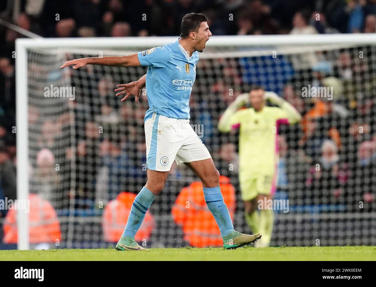 Manchester City's Rodri celebrates scoring their side's first goal of ...