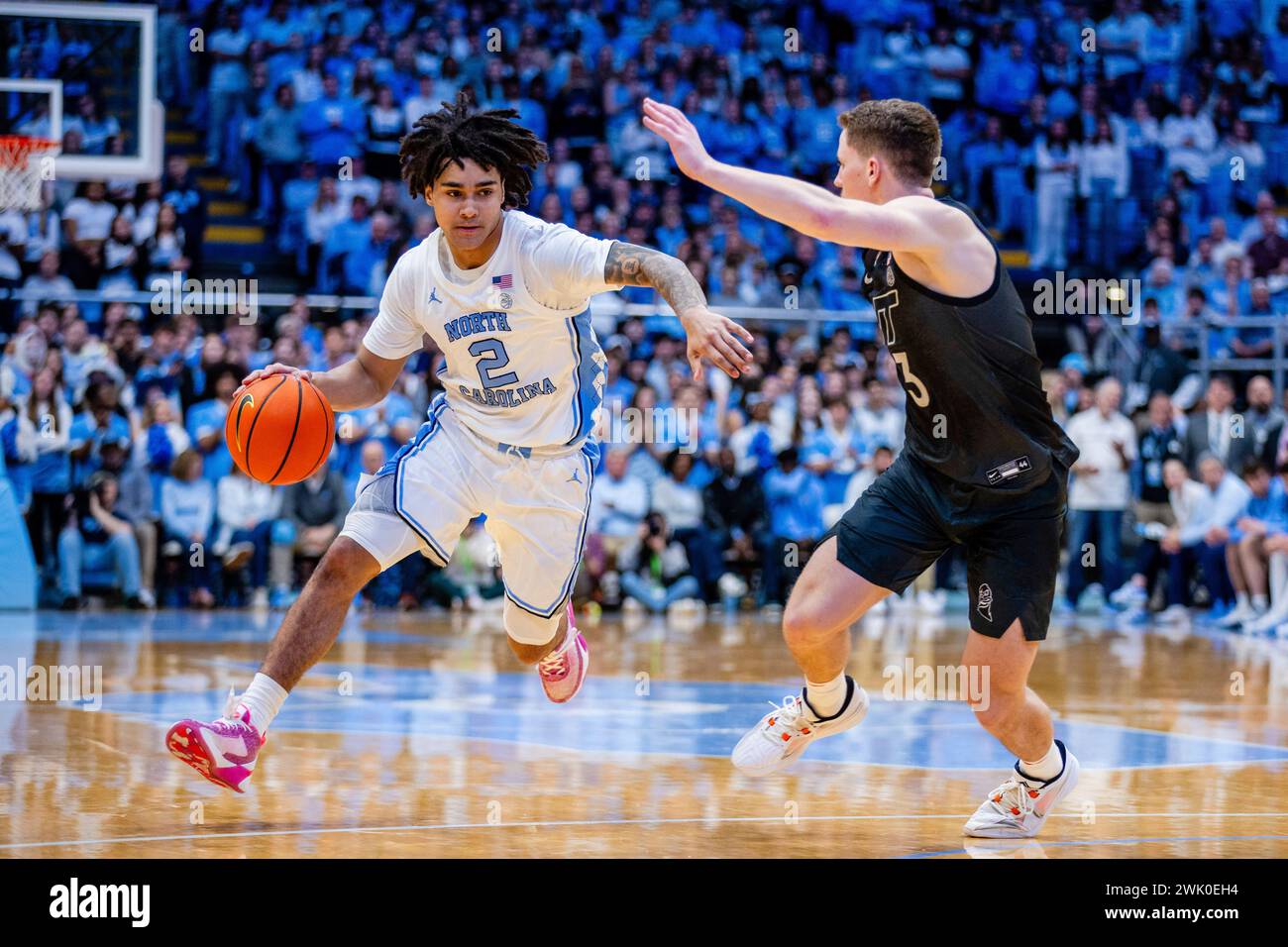 February 17, 2024: North Carolina Tar Heels guard Elliot Cadeau (2 ...