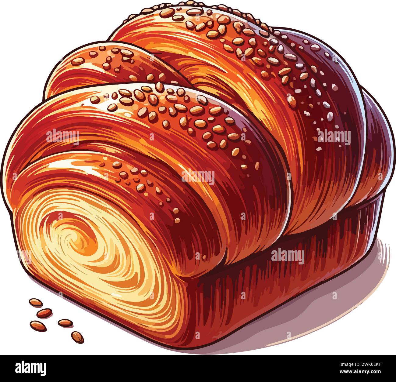 Indulge in the art of baking with our Brioche Illustration Template in ...