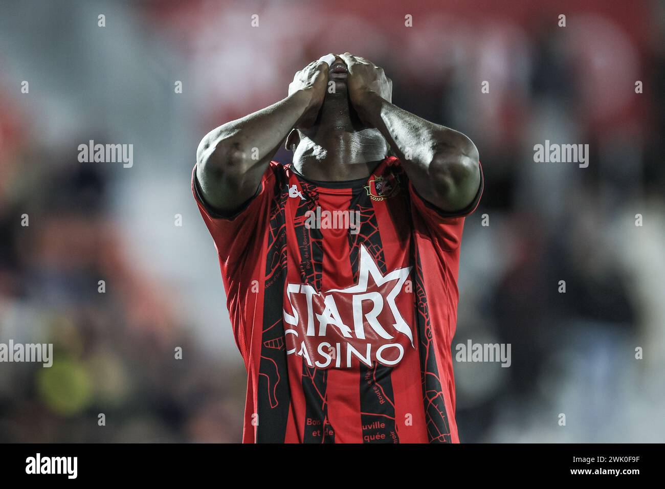 Seraing, Belgium. 17th Feb, 2024. Seraing's Pape Moussa Fall reacts ...