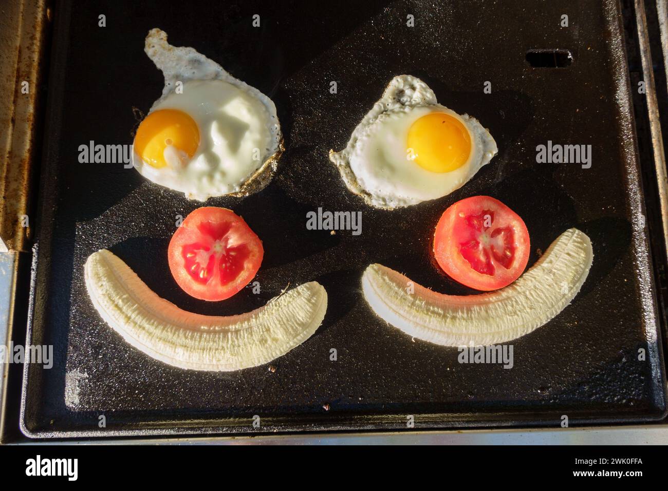 Breakfast BBQ stop down view simple and healthy Stock Photo - Alamy