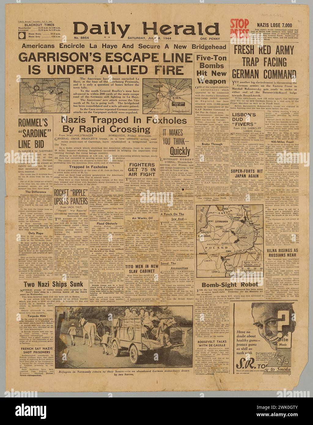 Odhams Press Limited (n.-D.), Newspaper Daily Herald No. 8854 (Username ...