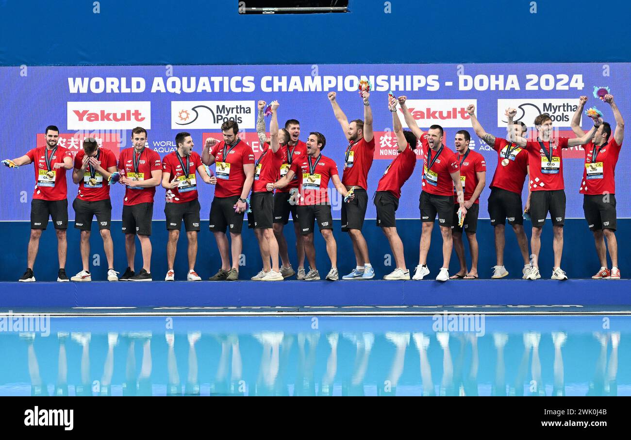 Doha, Qatar. 17th Feb, 2024. Croatian water polo players have conquered ...