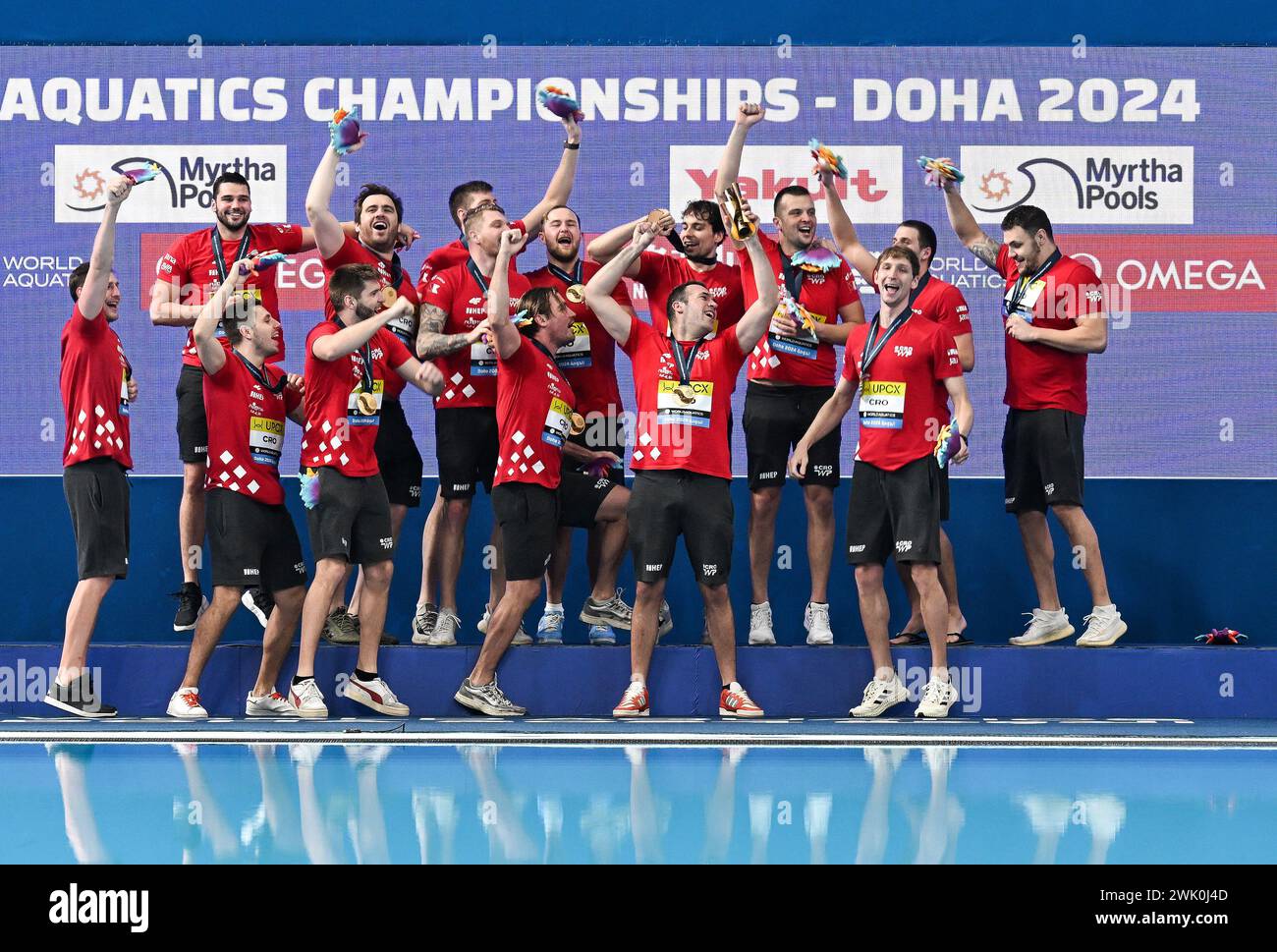Doha, Qatar. 17th Feb, 2024. Croatian water polo players have conquered ...