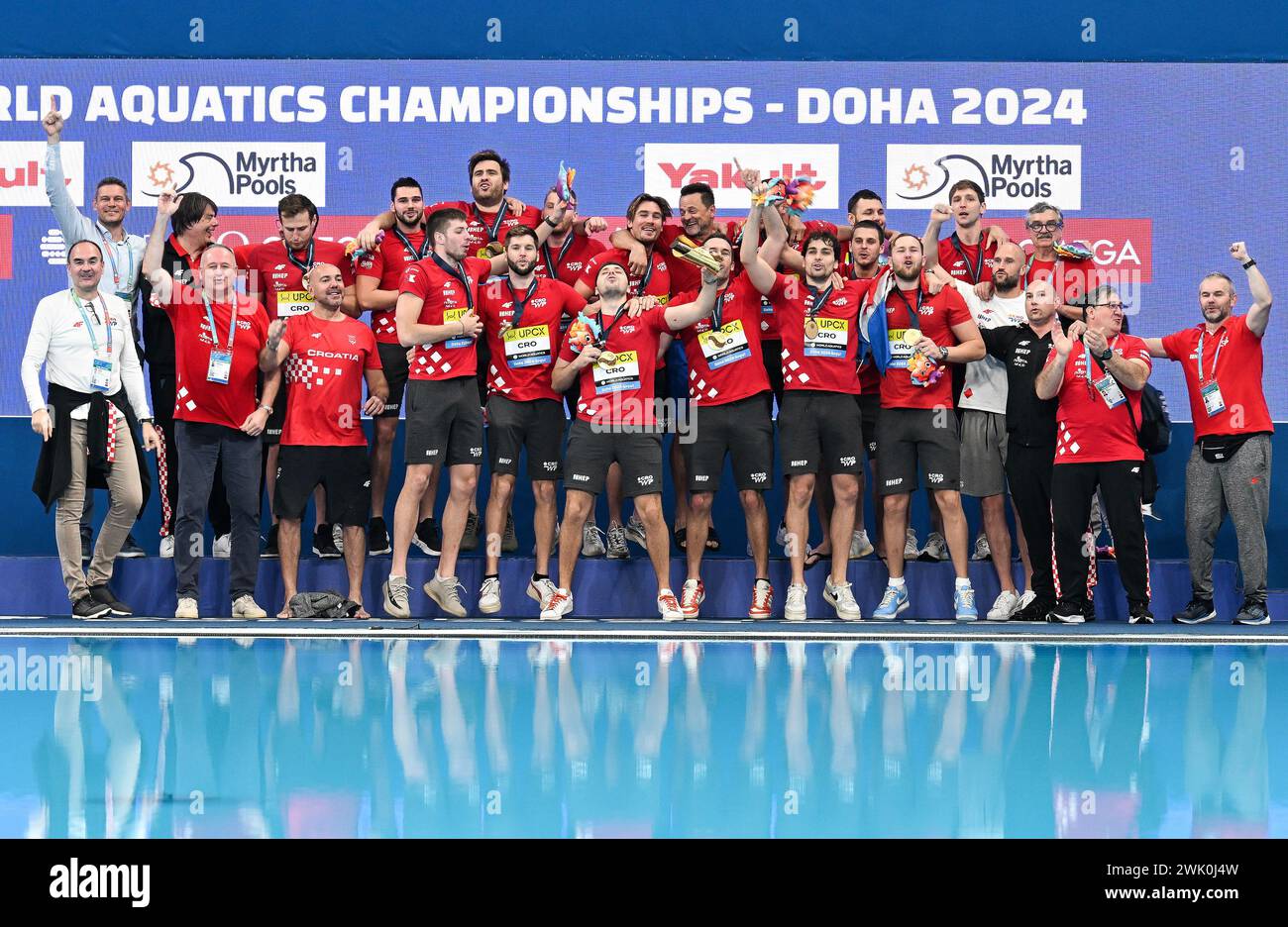 Doha, Qatar. 17th Feb, 2024. Croatian water polo players have conquered ...
