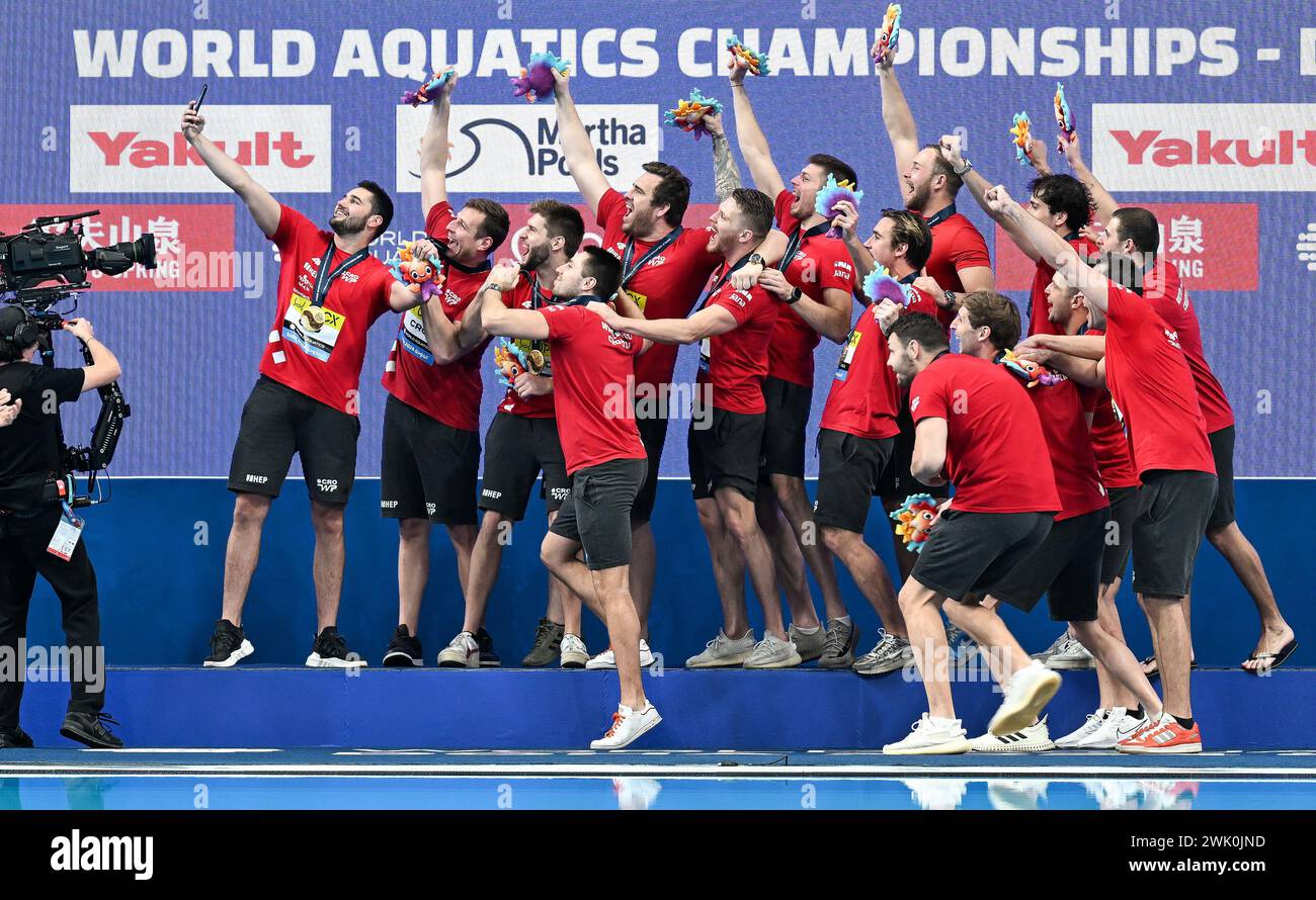 Doha, Qatar. 17th Feb, 2024. Croatian water polo players have conquered ...
