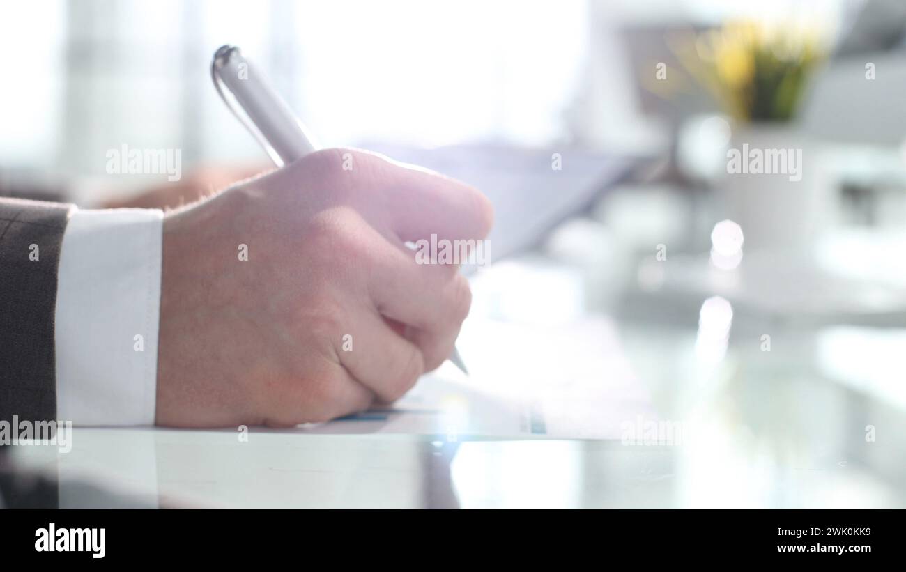 Recording important information for the report Stock Photo - Alamy