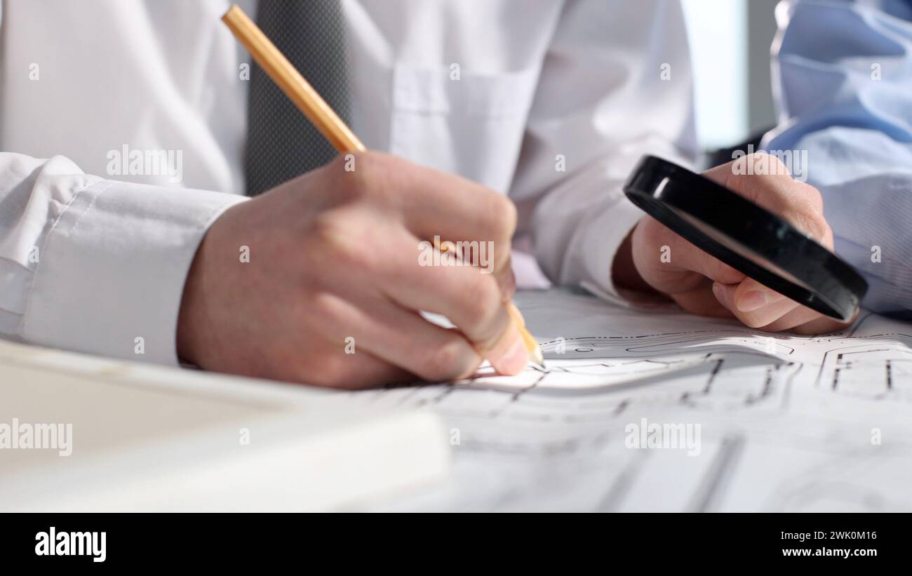 Architect, important information on the drawings Stock Photo - Alamy