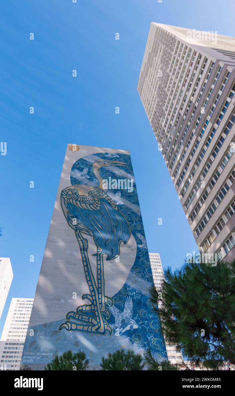 Paris, France - 02 17 2024 : mural in the Olympiades district in the ...