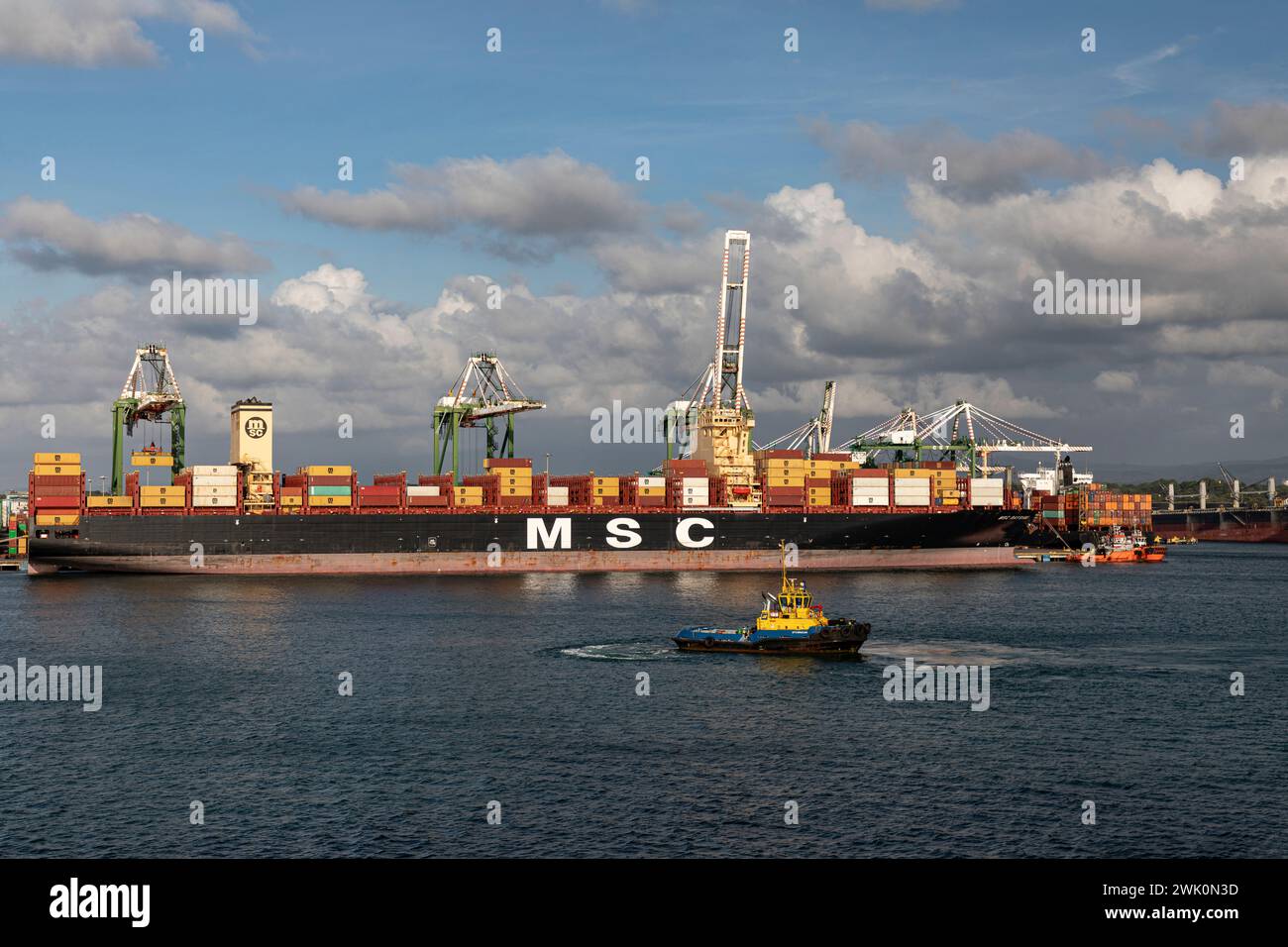 Commercial container ships in Colon harbour. Colon Panama Stock Photo ...