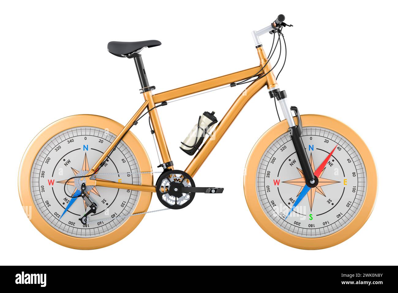 Bicycle With Compass Wheels, 3D rendering isolated on white background Stock Photo - Alamy