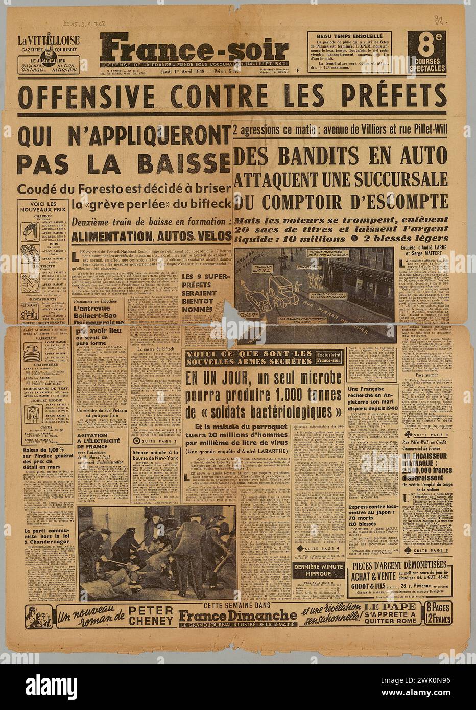 National Society of Presses Companies (n. - D.), France -Soir newspaper ...