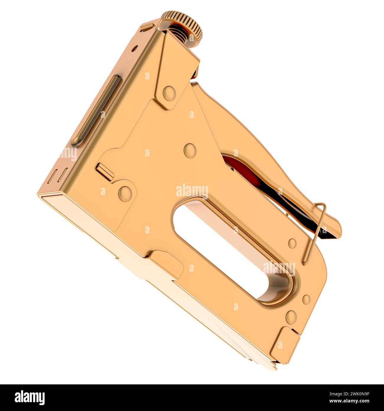 Golden Staple Gun Heavy Duty, 3D rendering isolated on white background ...