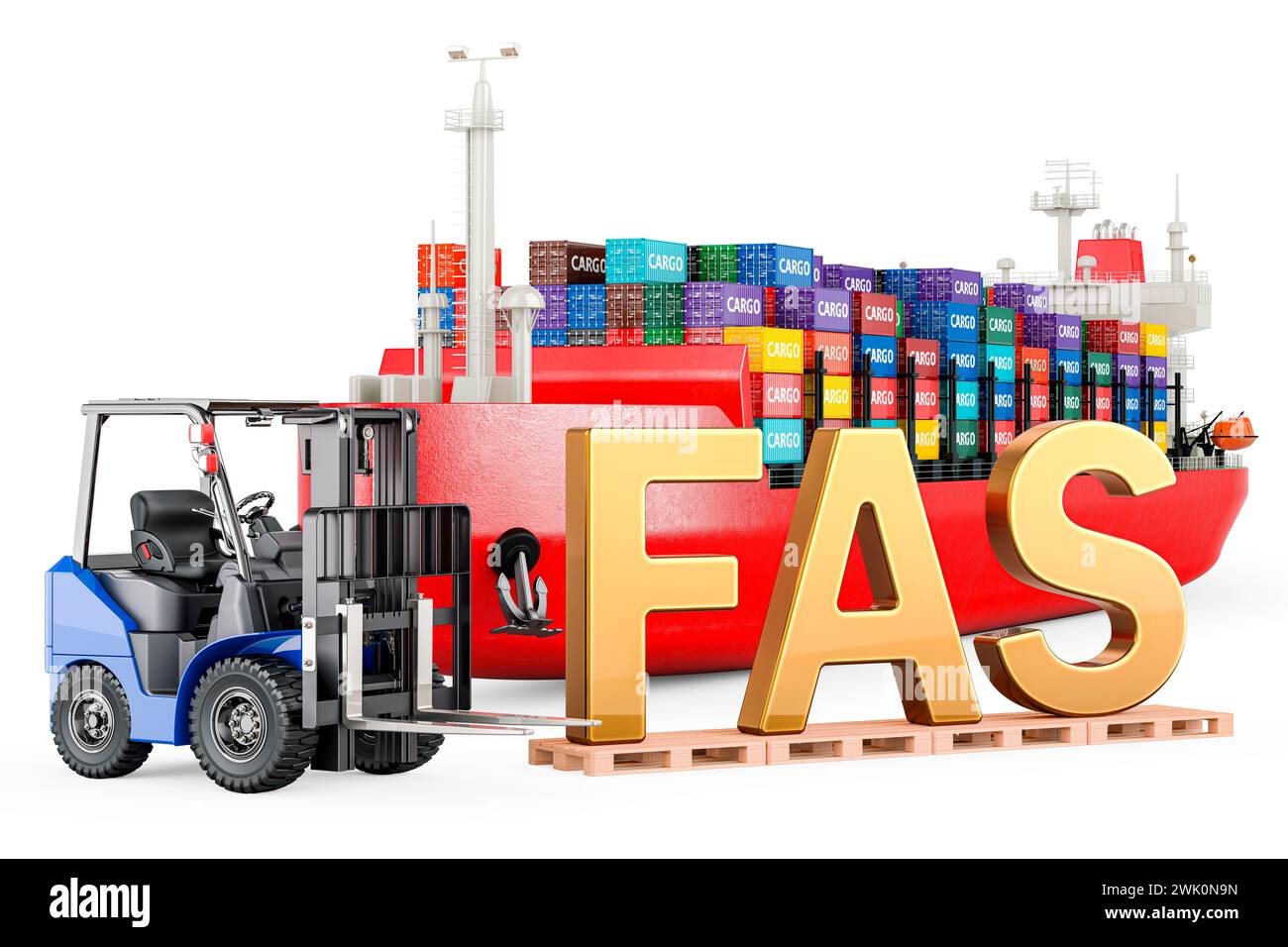 Free Alongside Ship, concept. Cargo Container Ship with cargo ...