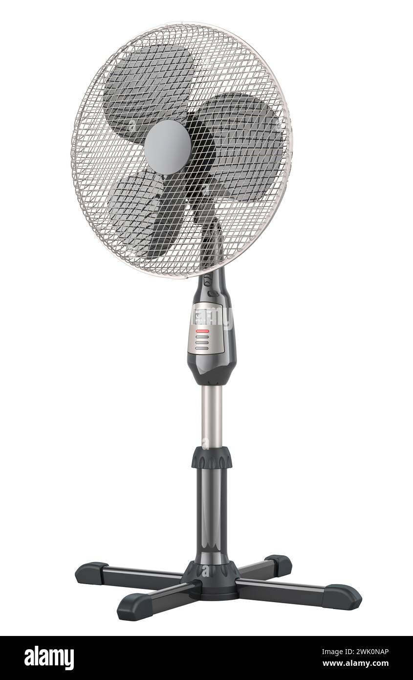 Standing Pedestal Electric Fan. 3D rendering isolated on white ...