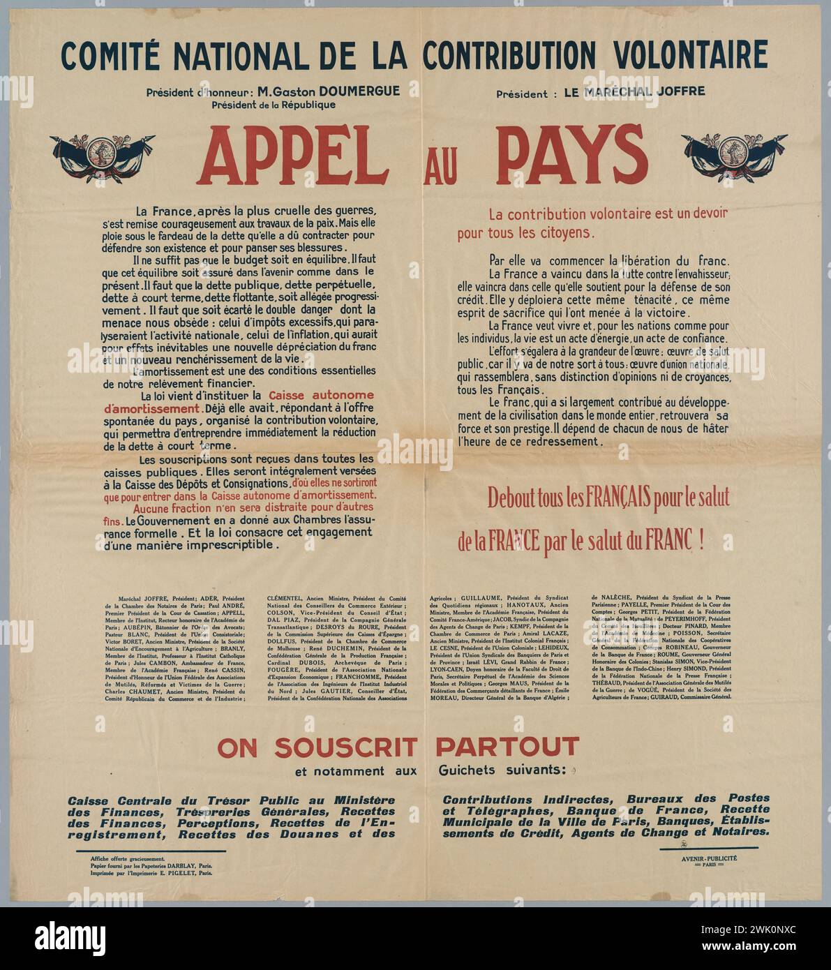 Pigelet, National Committee of the Voluntary Contribution/ Honorary ...