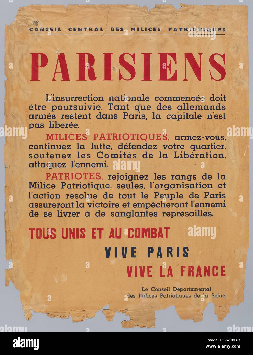 Anonymous, central council of patriotic/ Parisian militias/ The ...