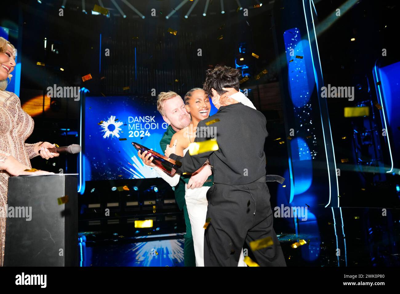 Artist Saba reacts after the end of the Danish Melodi Grand Prix 2024 ...