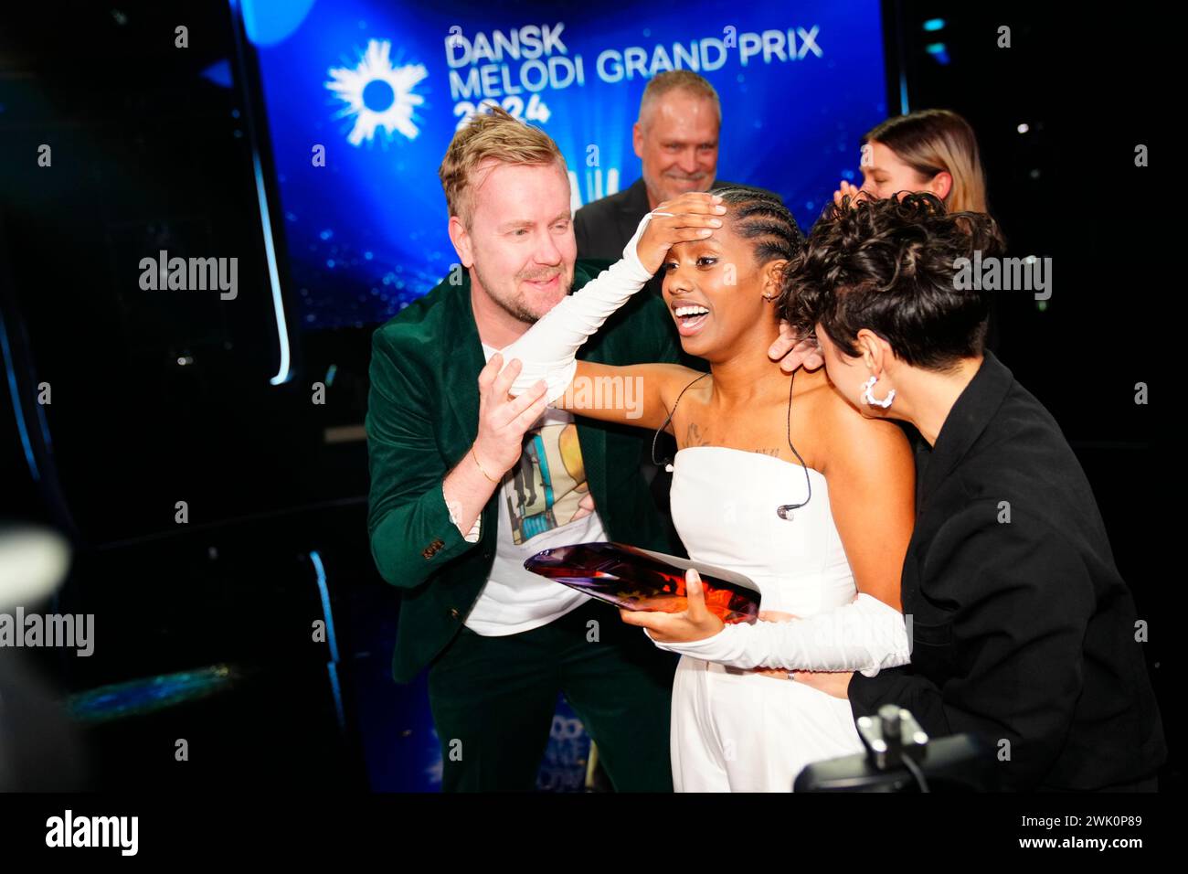 Artist Saba reacts after the end of the Danish Melodi Grand Prix 2024 ...