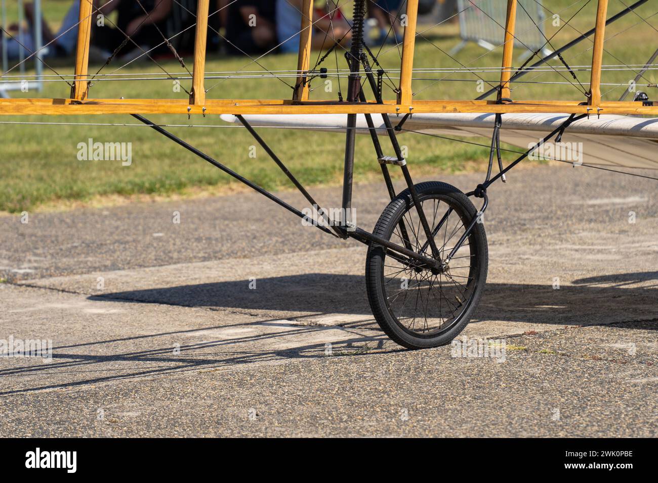 A replica of the landing gear of a Bleriot XI aircraft from the history ...
